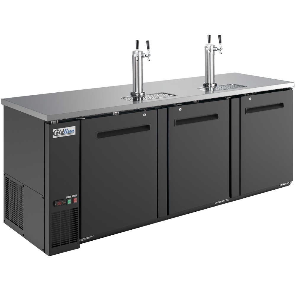 Coldline CDD-4 90" Black 4 Tap Refrigerated Direct Draw Beer Dispenser