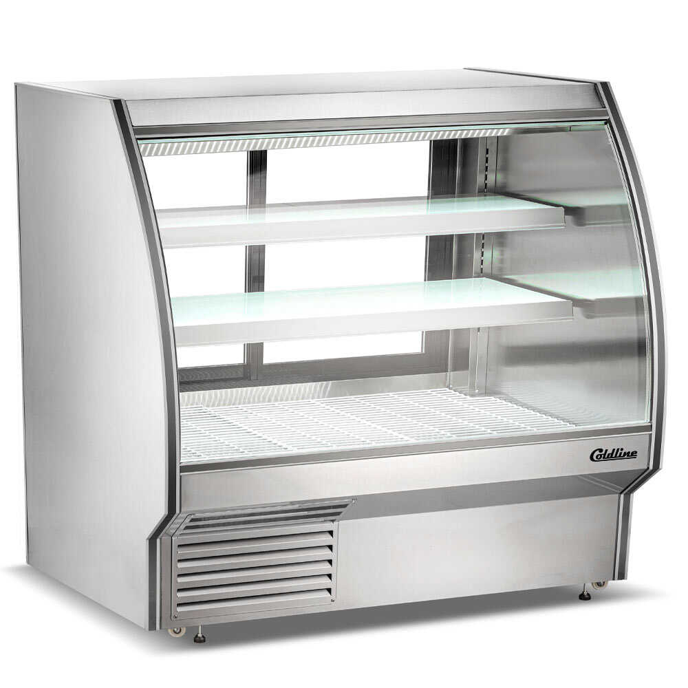 HDC72 72" Refrigerated Curved Glass High Meat Deli Case with Rear Stor