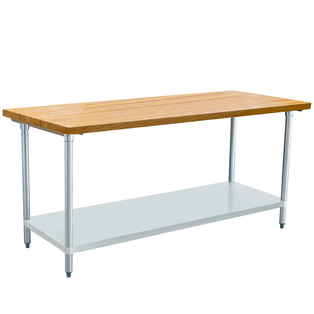 Prepline PWTG-3072-M 30"D x "L Maple Flat Top Worktable with Undershel