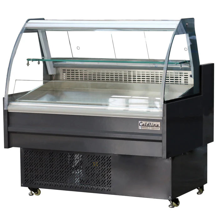 SDC48 48" Refrigerated Curved Glass Meat Deli Case with Rear Storage