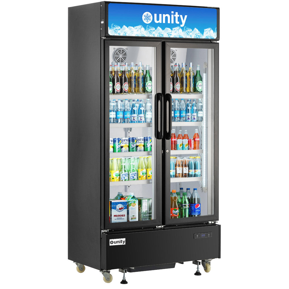 Unity U-40M 39" Two Glass Door Merchandiser Refrigerator with LED Ligh ...