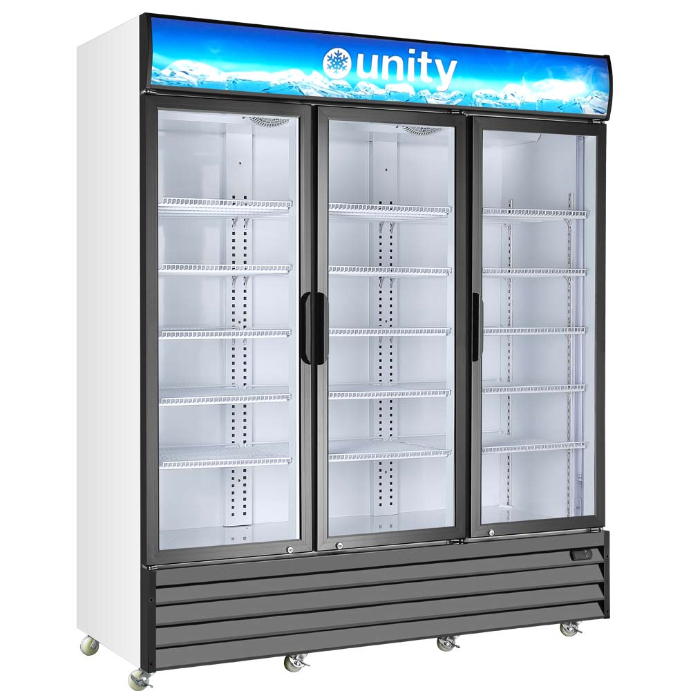 U-GM3 68" Three Glass Door Merchandiser Refrigerator with LED Lighting