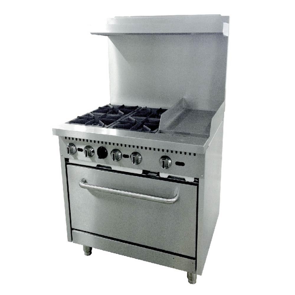 CR36-12G-LP 36" 4 Burner Liquid Propane Range with 12" Right Side Grid