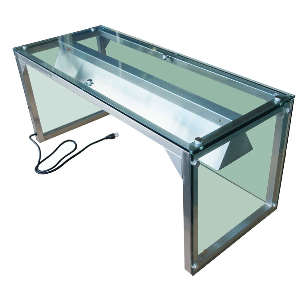 PSG-LT-48 48" Glass Sneeze Guard with Lamp Bulb for Steam Table