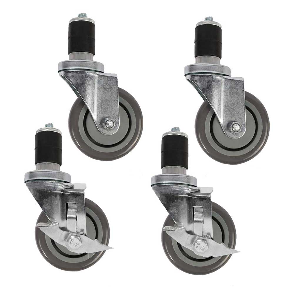 PPEC-3-SB 3" Low Profile Stem Post Casters with Side Brake, Set of 4