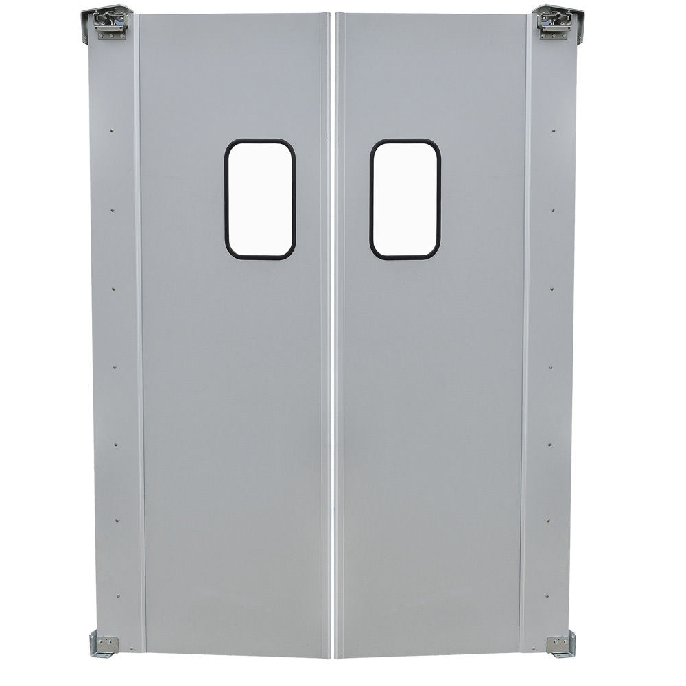 60" x 84" Double Aluminum Swinging Service Traffic Door with 9" x 14"
