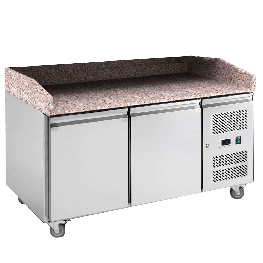 60" Granite Top 2 Door Refrigerated Pizza Prep Table