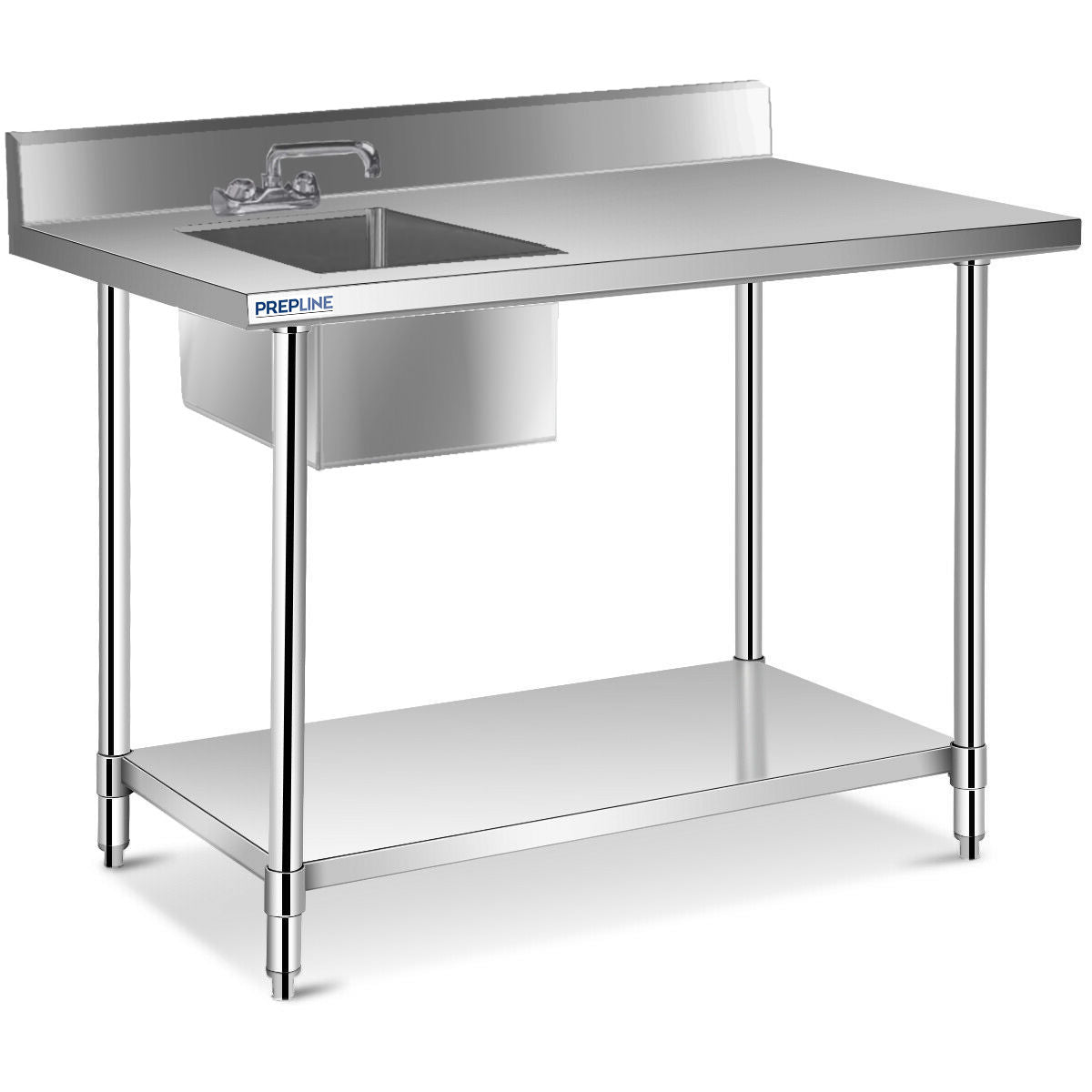 Prepline ST-3072 30" x 72" Stainless Steel Work Table with Sink and Fa ...